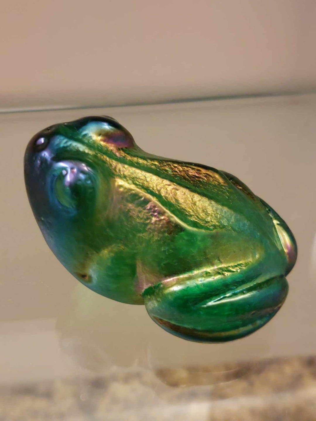 Art Glass GREEN FROG Robert Held SIGNED, Iridescent Shaped Paper Weight ...