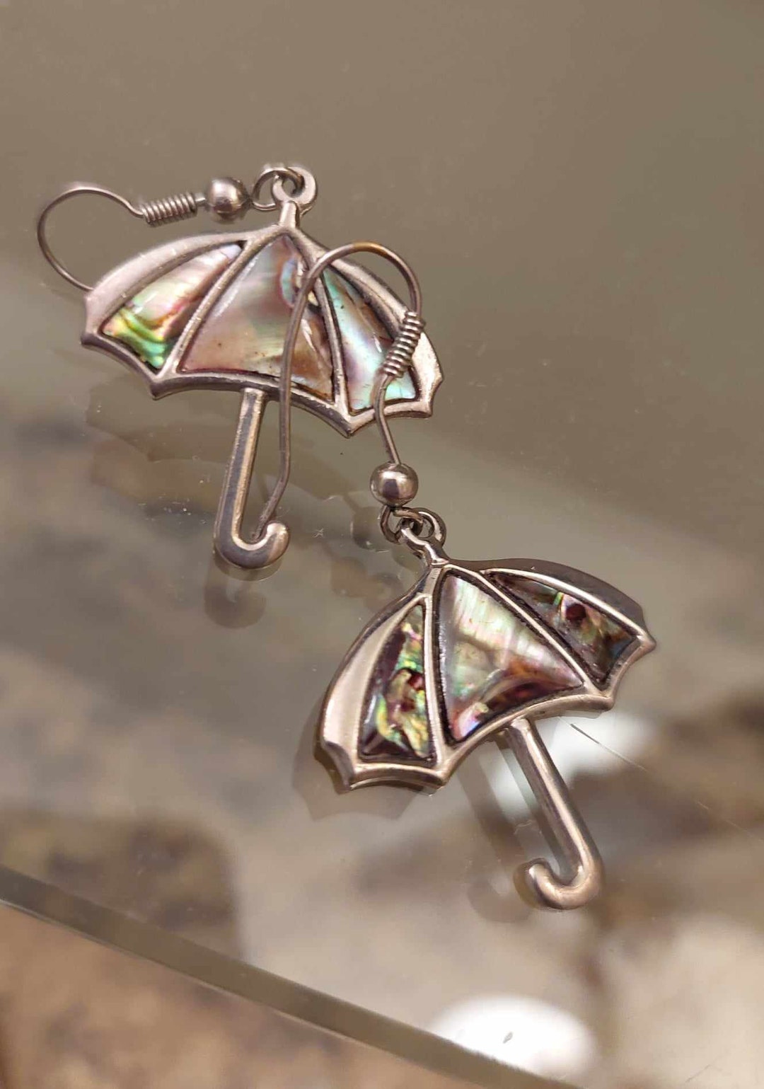 Vintage DURI Umbrella Inlaid Mother of Pearl Shell Silver Plated ...