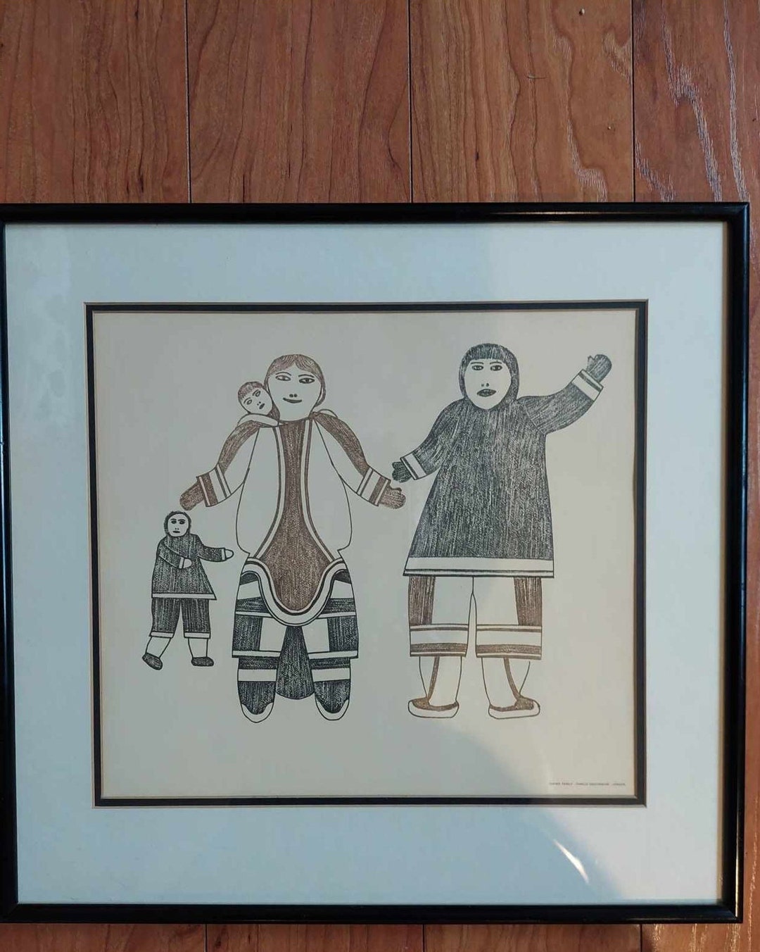 Vintage Framed Inuit Family Block Printed Picture, Jamasie - Etsy