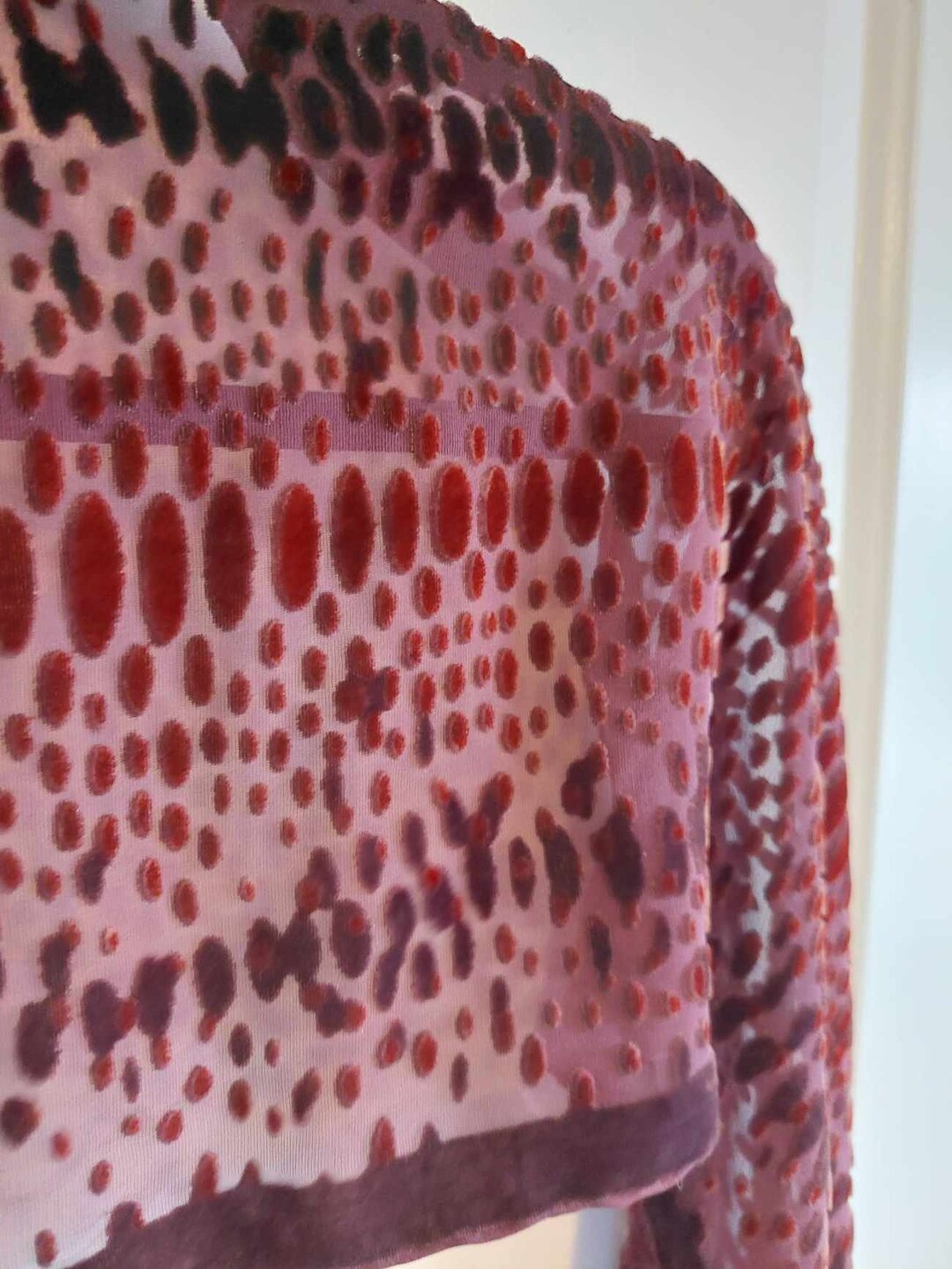 Burn Out Scarf With Burgundy Animal Pattern - Etsy