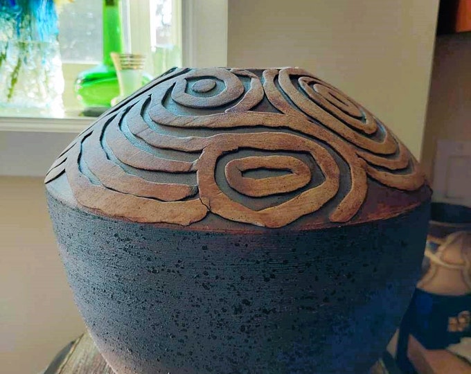 Very Large Studio Pottery Carved Vase, Signed - Etsy