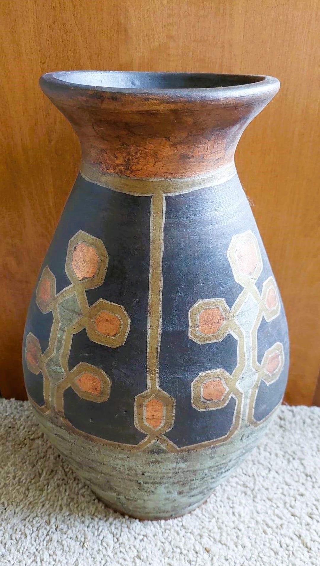17 Inch Raku Navajo Design Large Vase .. Artisan Hand Made Clay Vase - Etsy
