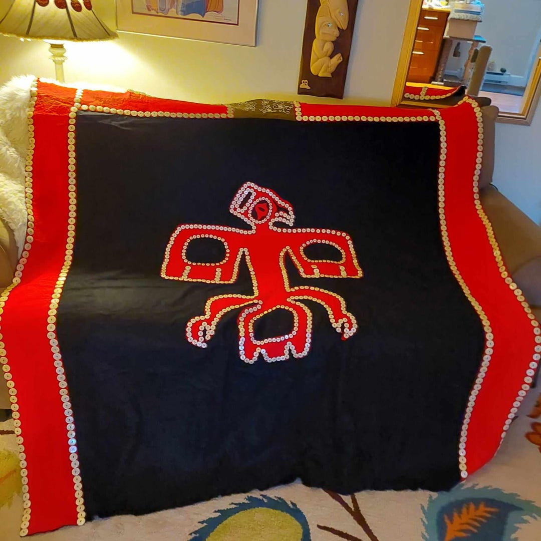 LARGE Vintage First Nations EAGLE Shell Button Ceremonial Blanket ...