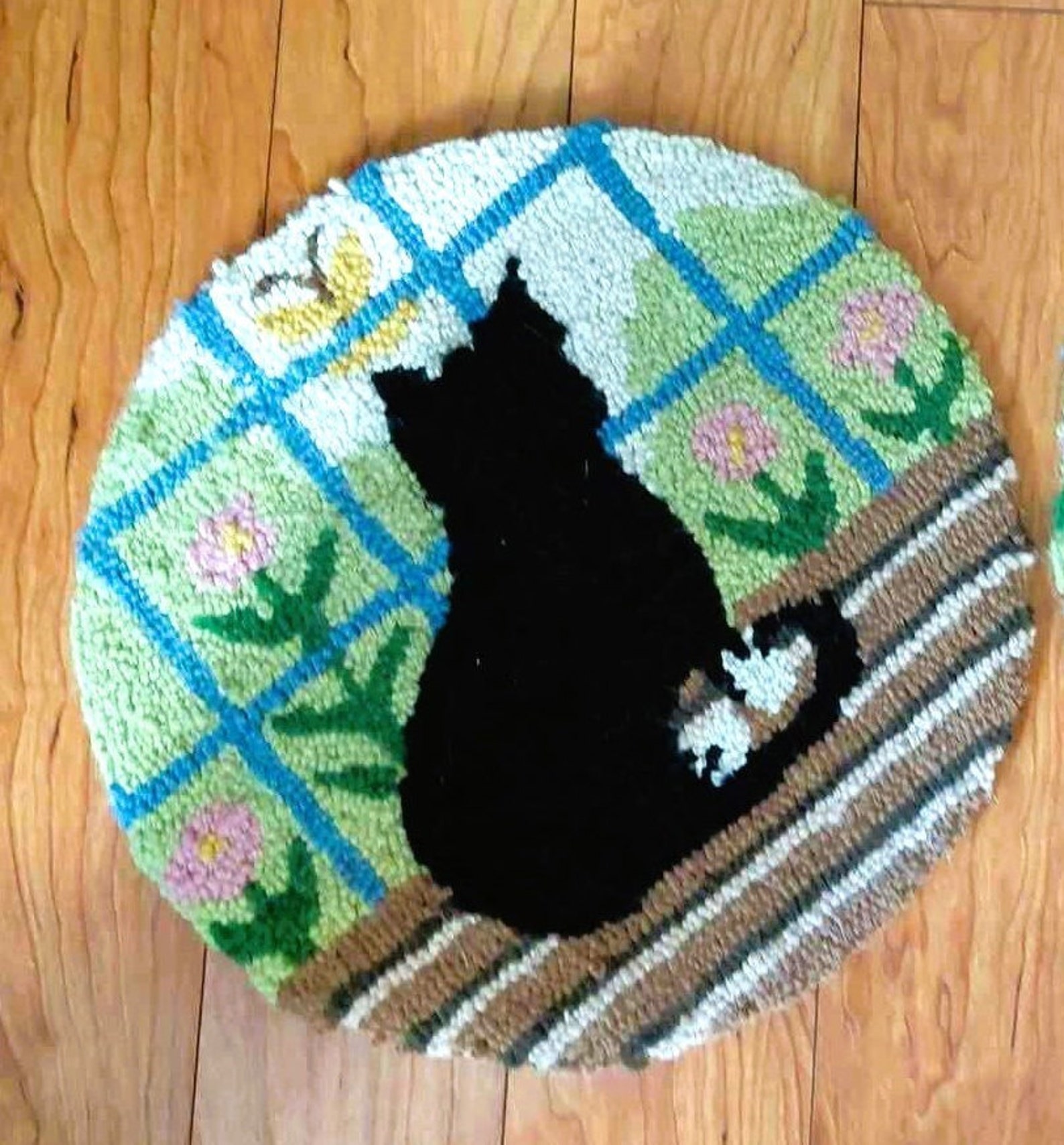 TWO Hand Crewel Black Cat Chair Pads - Etsy