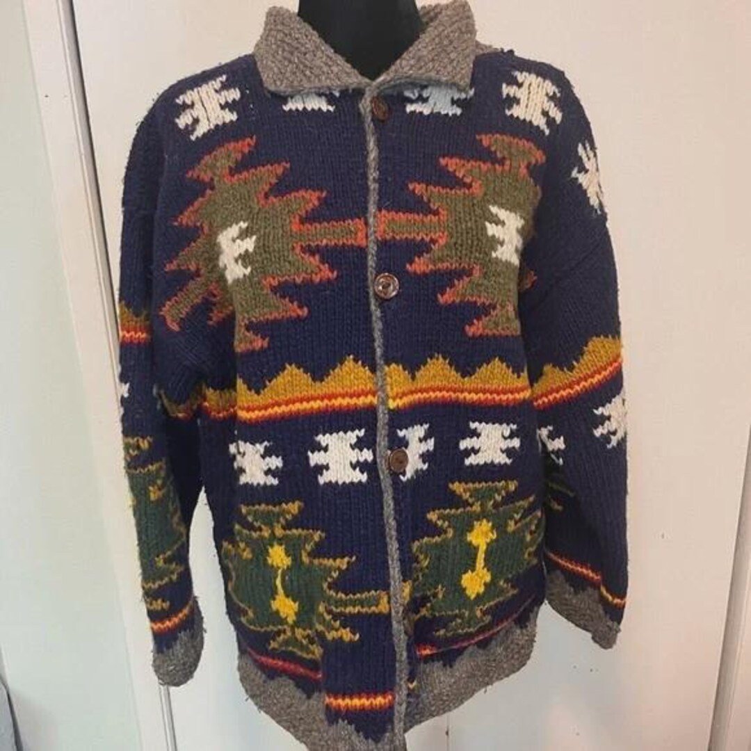 Vintage Amos & Andes 100% Wool Button-down Cardigan Sweater (fits M/L ...