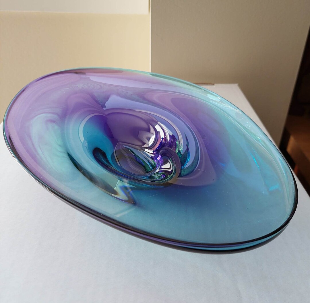 Jan Benda Collectible Purple and Blue Glass Plate Art - Etsy