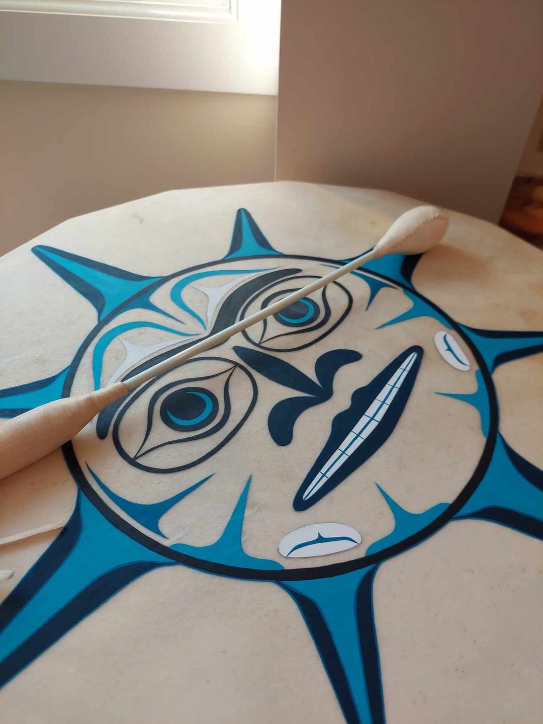 21 Inch Coast Salish Drum SIGNED Virgil Sampson, SUN DESIGN - Etsy