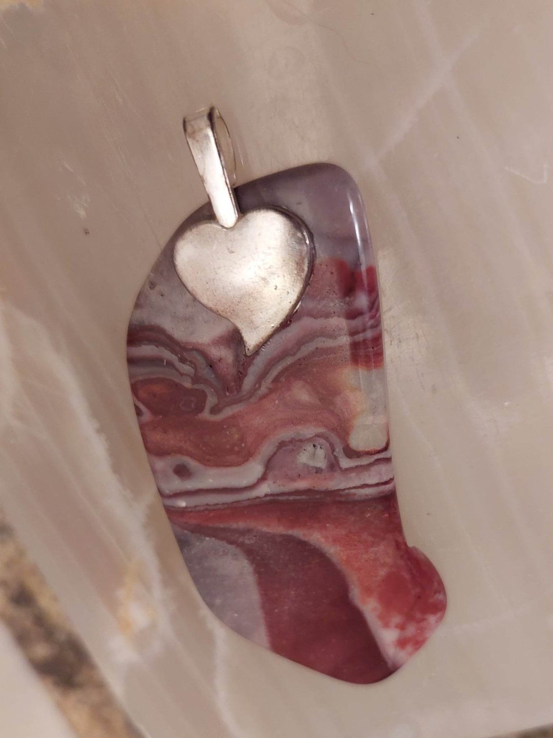 Natural Grey and Maroon Jasper Pendant - Etsy