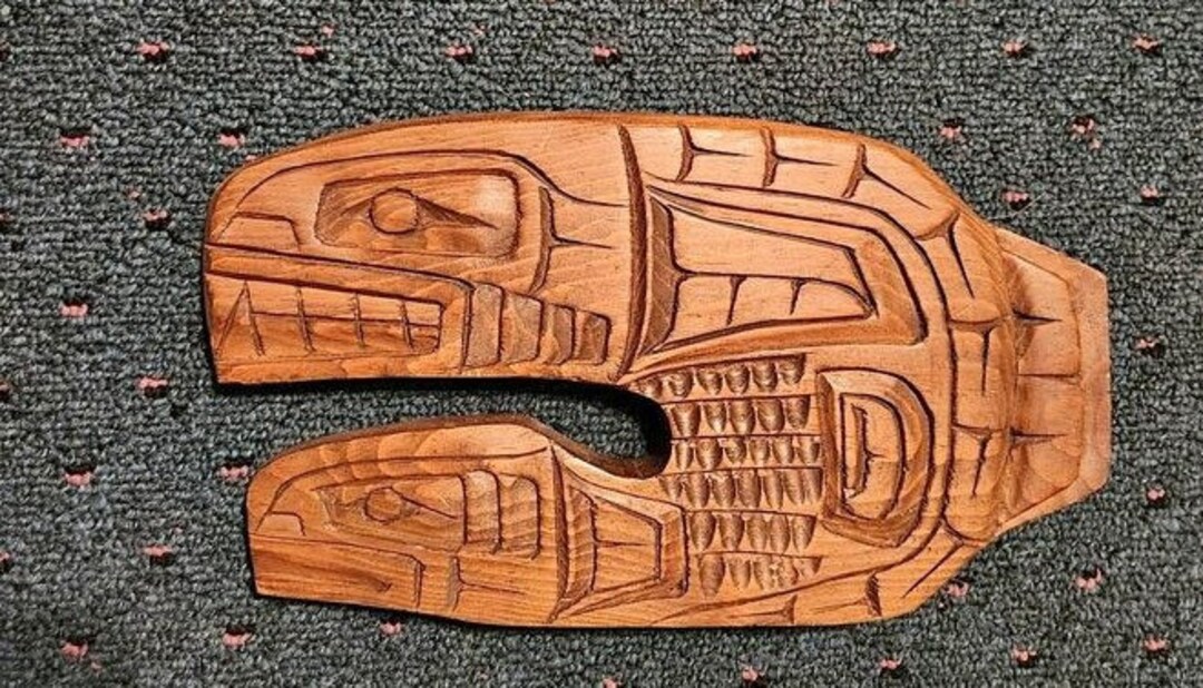 First Nations Carved Killer Whale and Seal Cedar Wood Carving - Etsy