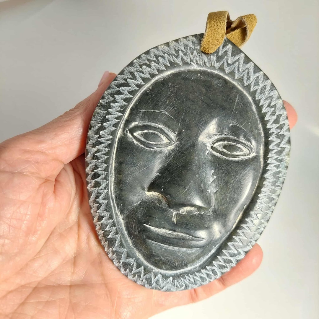 Vintage Inuit Small Soapstone Wall Hanging, Hand Carved Soapstone ...