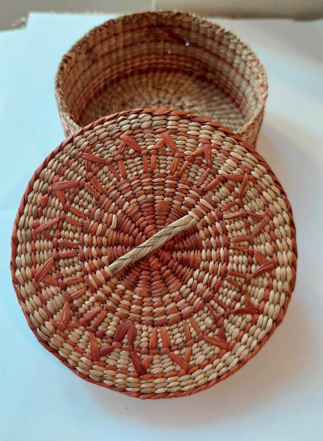 Vintage First Nations Native Fine Woven Lidded Basket - Etsy