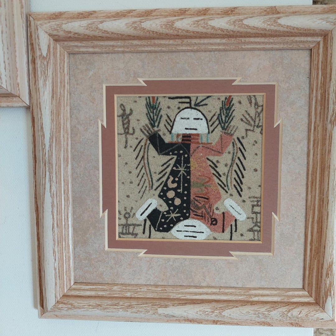 Framed Original Navajo Native Sand Painting ,southwest Wall Art, 7.5 ...