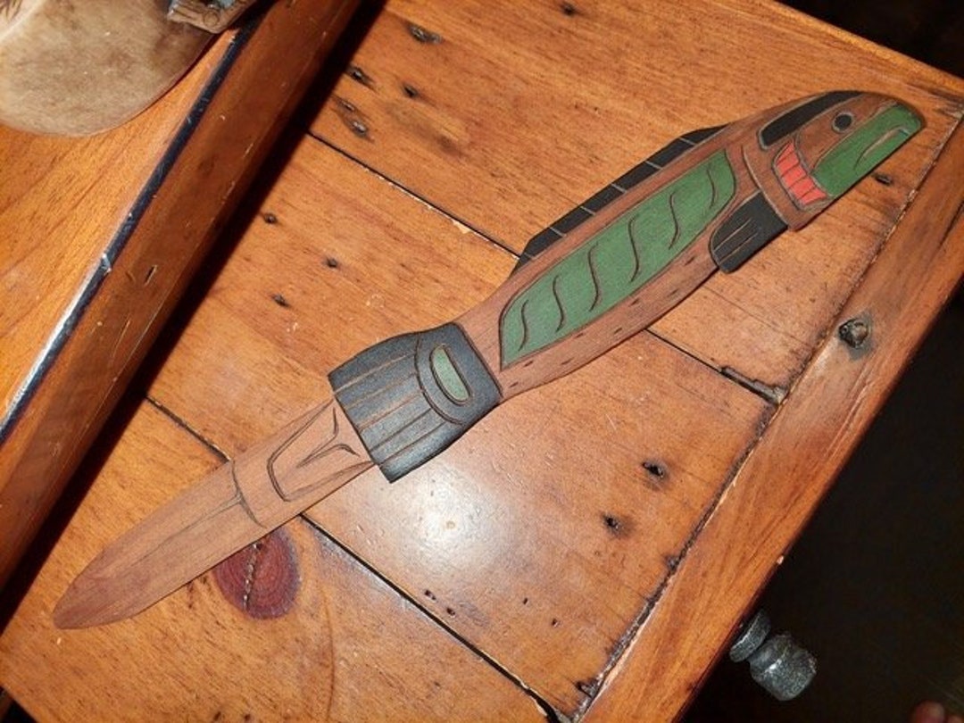 First Nations Carved and Hand Painted Salmon Fish Letter - Etsy