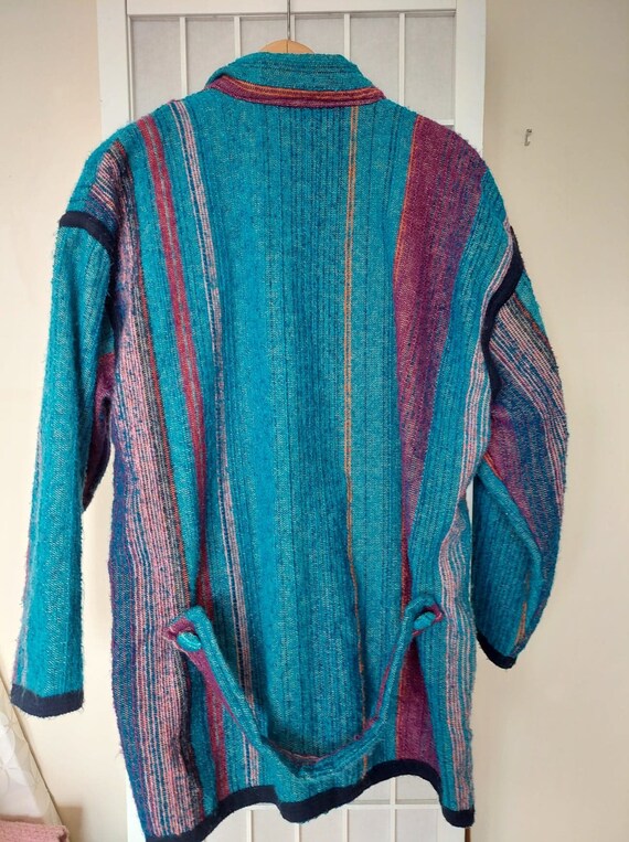 Vintage Woven Wool Jacket, Blue and Purple Jacket, Ar… - Gem