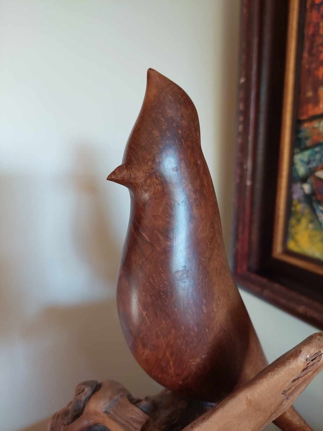 Large Artisan Carved Redwood Bird Statue on a Burl ,signed - Etsy
