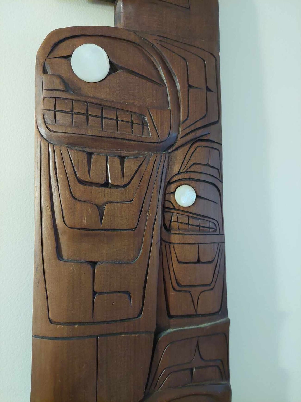 42 Inches First Nations Cedar LARGE Vintage Carving, Signed AT, British ...