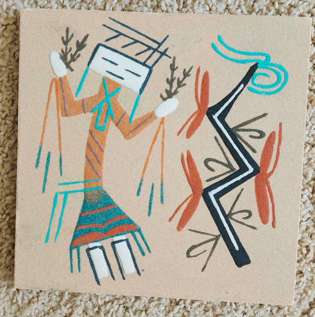 Original Native Sand Painting " Rainbow " Navajo Southwest Wall Art ...