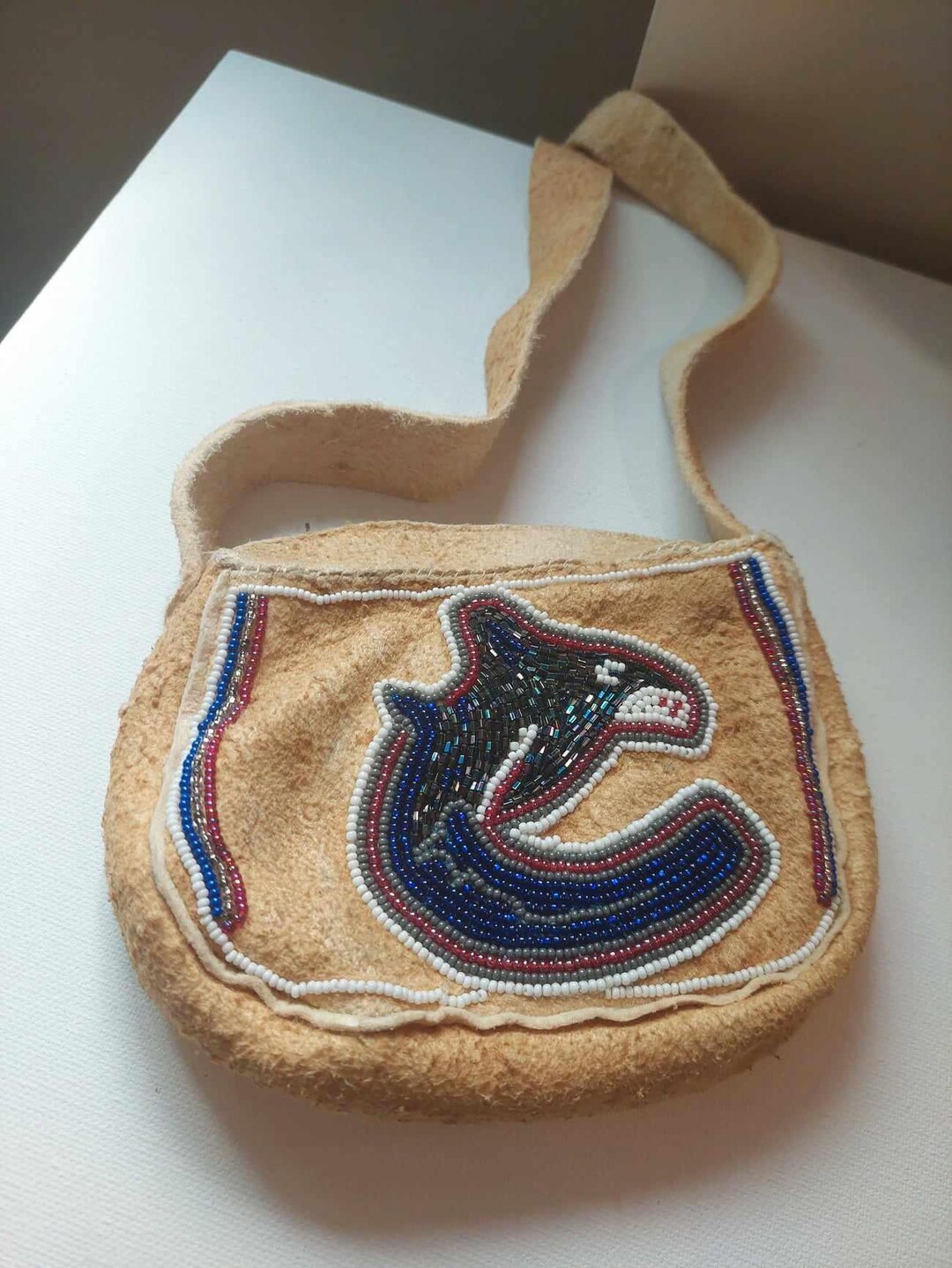 First Nations Handmade Leather and Beaded Purse, Vancouver Canucks ...