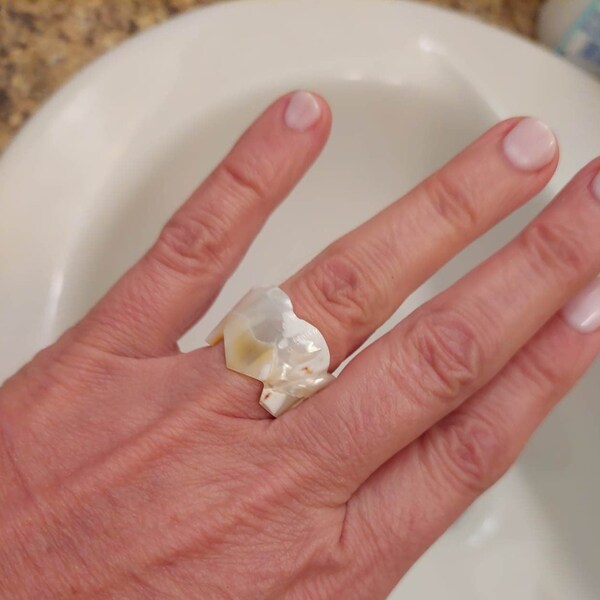 Carved Shell Ring - Etsy