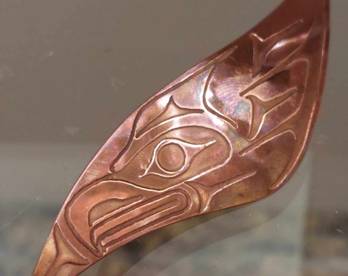 Vintage First Nations Carved Copper EAGLE Brooch - Etsy