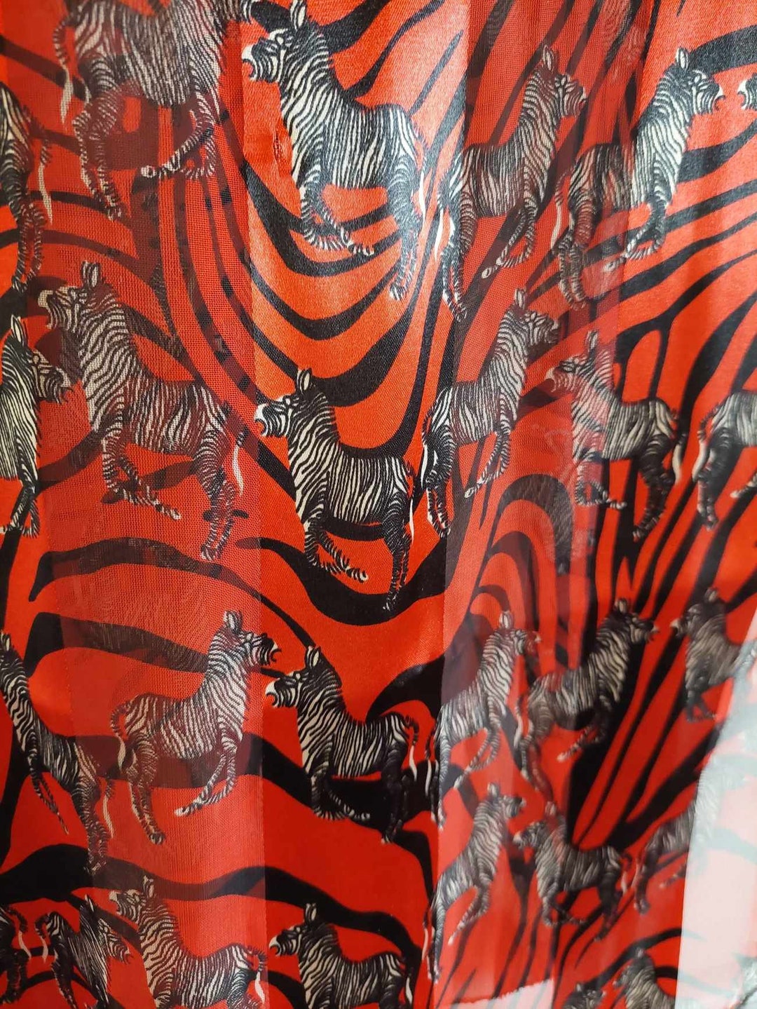 Awesome Zebra Sheer Black and Red Scarf - Etsy