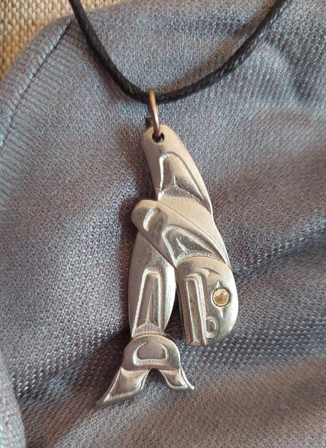 Vintage Native Design Killer Whale Pewter Pendant, Copperknot, Canada ...