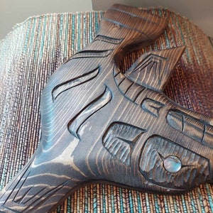 Hand Carved First Nations Native KILLER WHALE Wall Hanging Made From ...