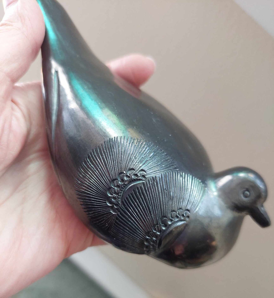 Vintage Black Clay Sante Fe Carved Bird - Etsy