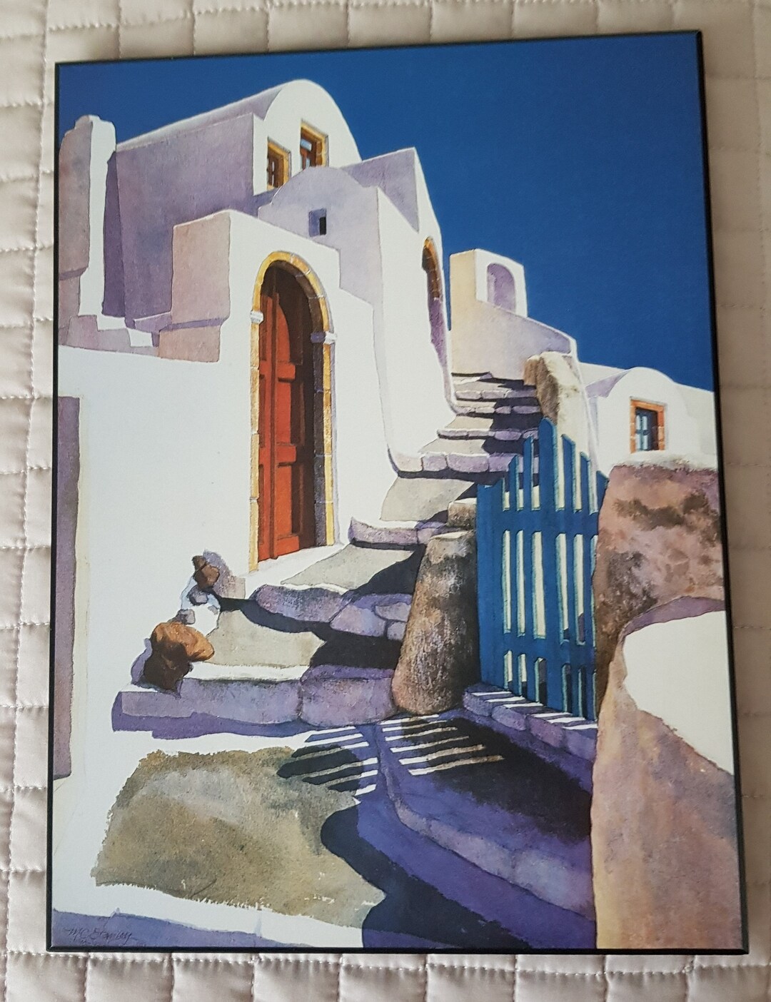 Greek Vintage Art Board Mounted Print, Signed by Artist - Etsy