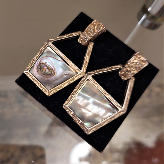 Vintage Art Deco Inlaid Abalone Shell Gold Plated Stud - Etsy