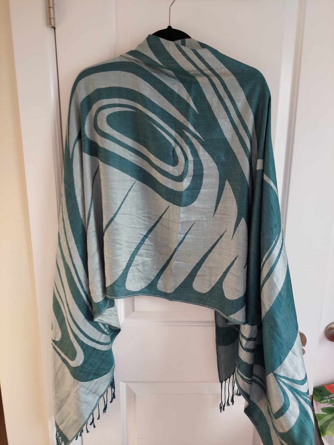 First Nations RAVEN Native Design Green and Grey Scarf or - Etsy