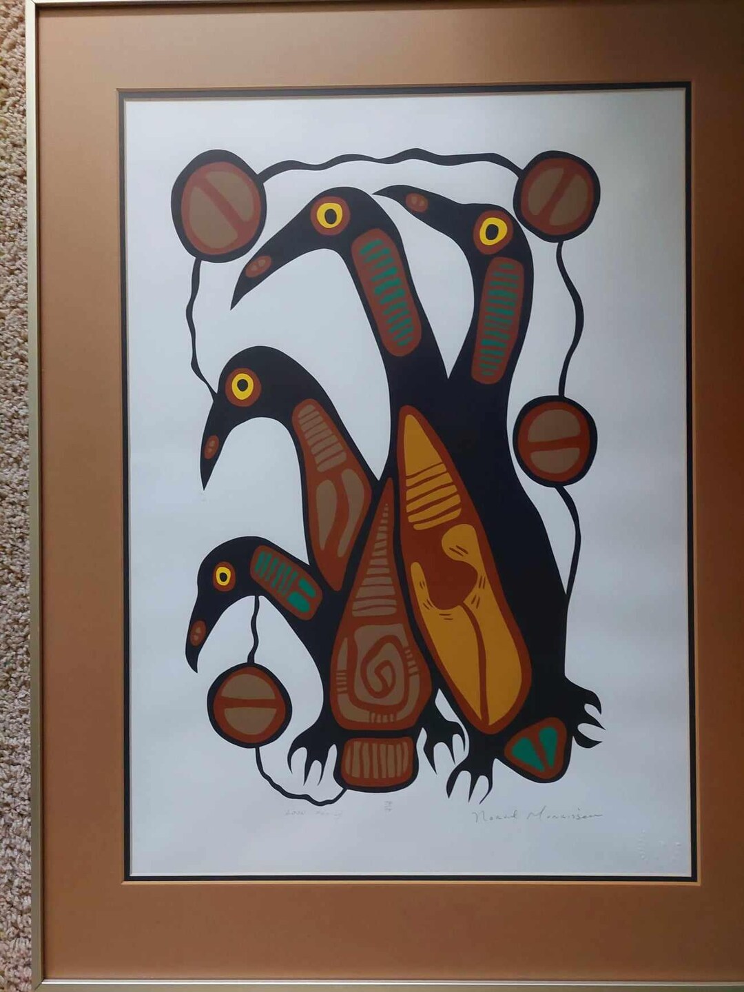 Norval Morrisseau signed LOON Family Framed Limited Edition Large 31.5 ...