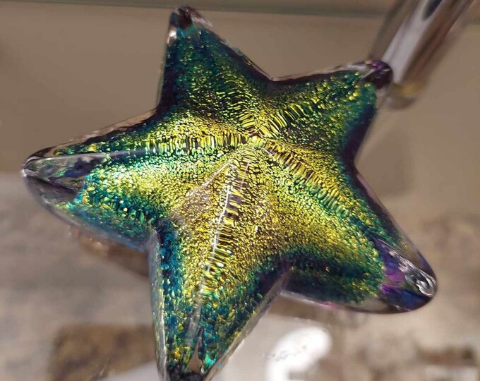 SIGNED Art Glass Robert Held, AMAZING Iridescent Sea STAR Shaped Paper ...