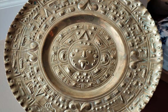 Vintage Brass Mayan Aztec Calendar Decorative Plate 11.5 - Etsy