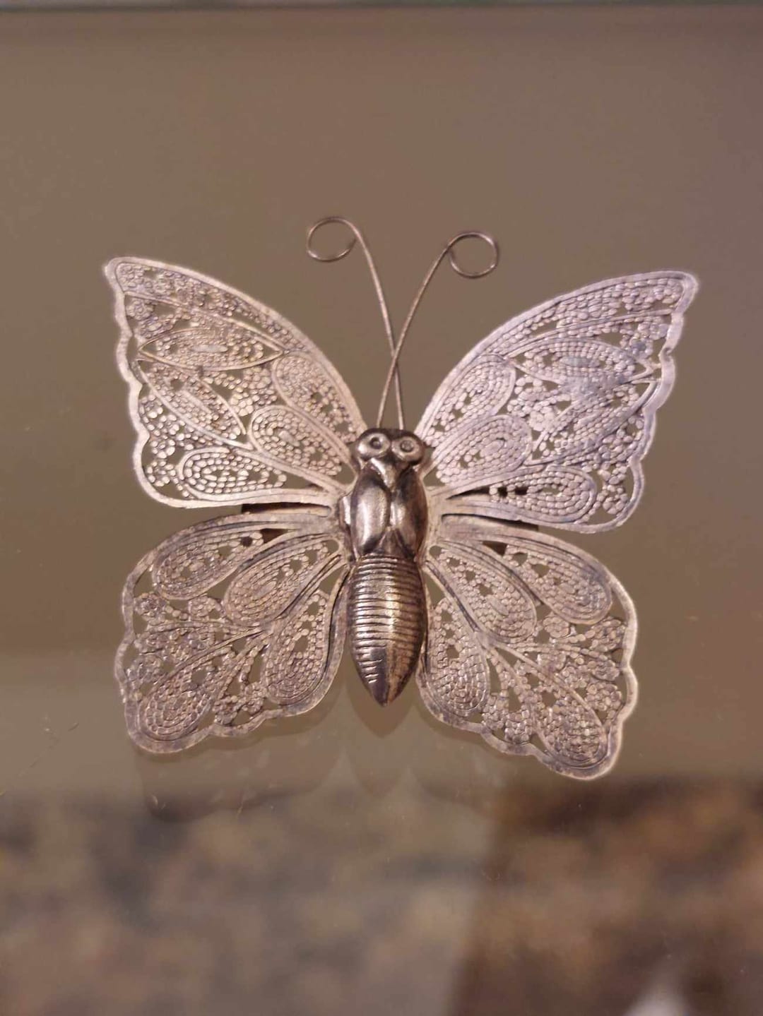 Silver Vintage Filigree Butterfly Brooch - Pin - Etsy