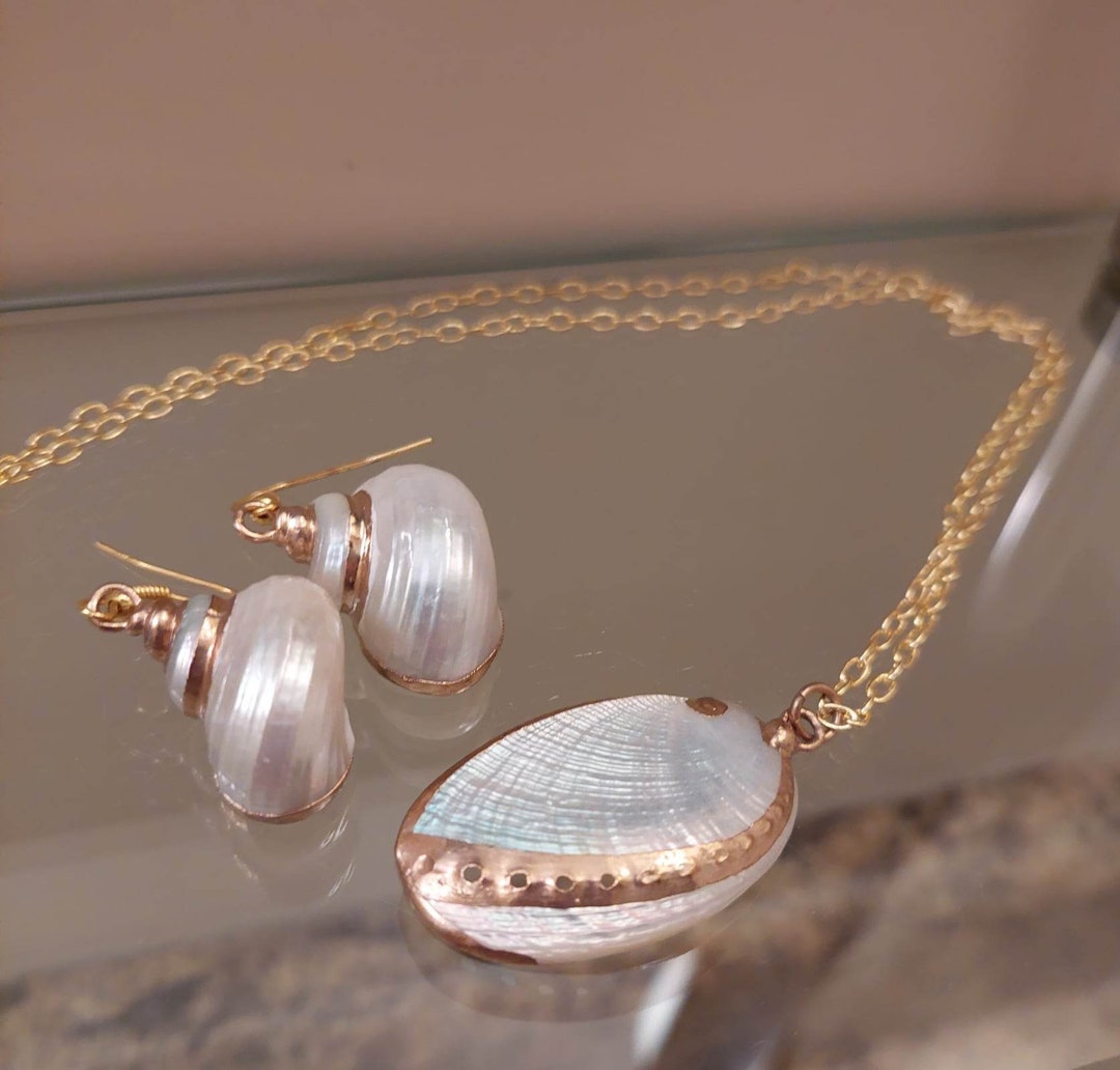 Vintage Gold Electroplated Shell Jewellery Set Summer - Etsy
