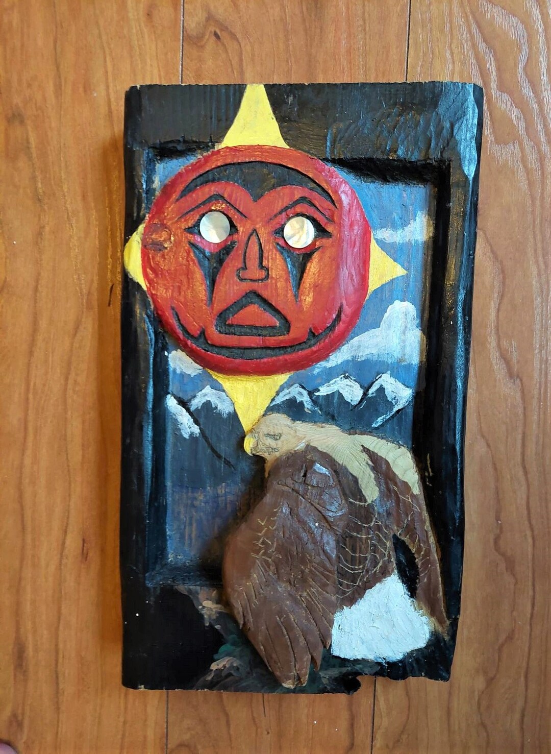 First Nations Hand Carved Crying Moon and Eagle Wall Hanging - Etsy