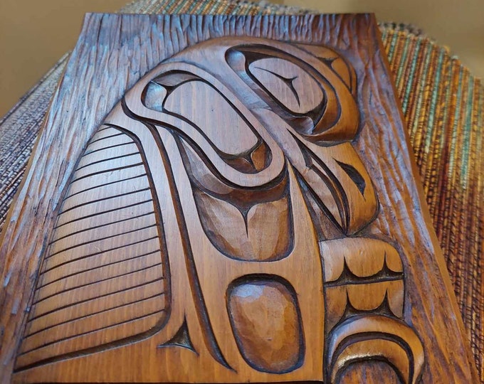SIGNED First Nations "raven" Relief Wood Carved With Beveled Edge ...