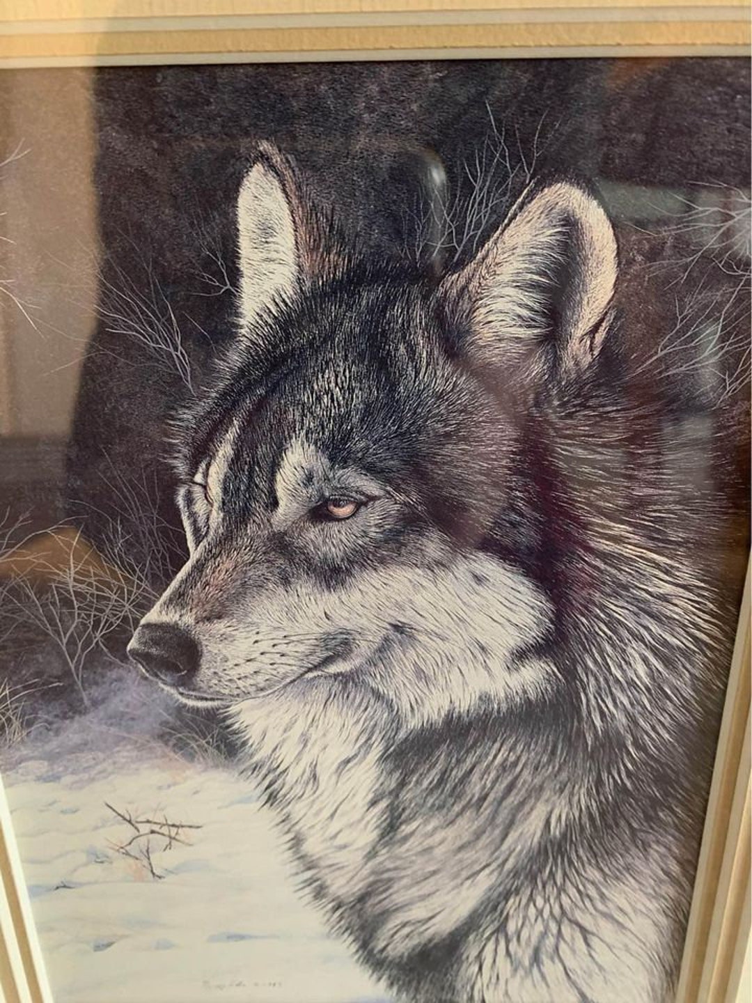 Framed and Matted Wolf Print, Vintage 1980's - Etsy
