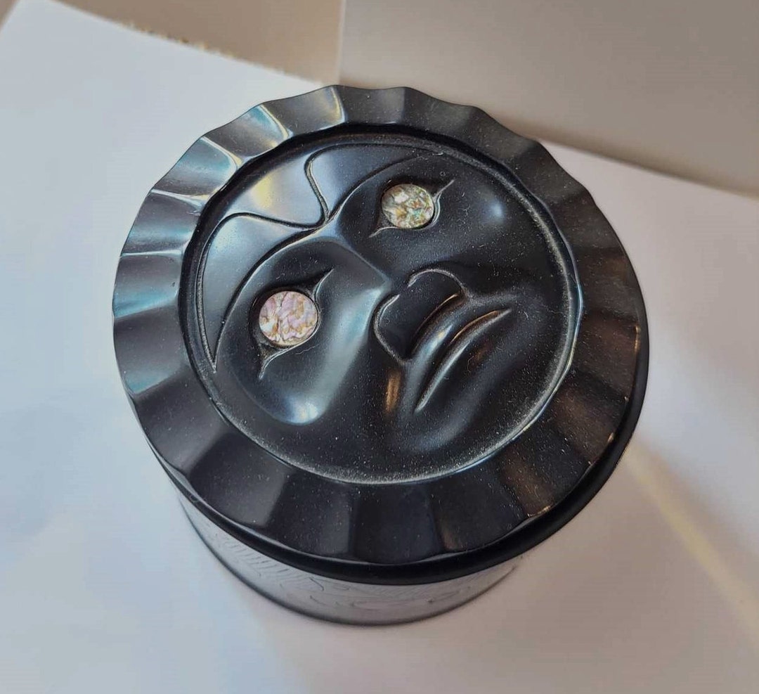 Vintage Pearlite First Nations SUN Container ,black Resin Hand Crafted ...