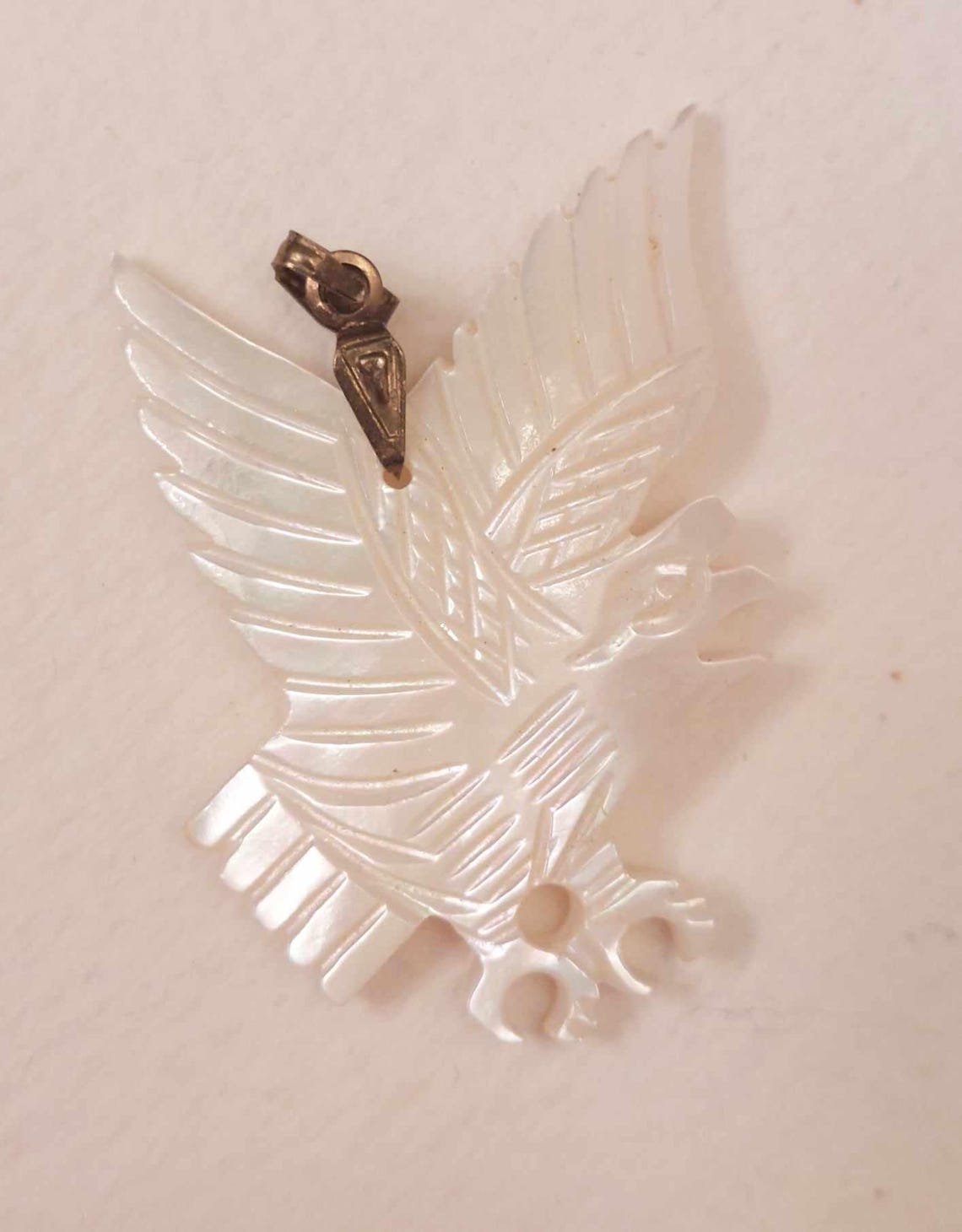 Vintage Carved MOP Shell Flying Eagle Pendant - Etsy