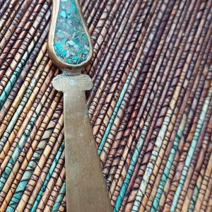 Vintage TURQUOISE Stone Inlay SET - Etsy