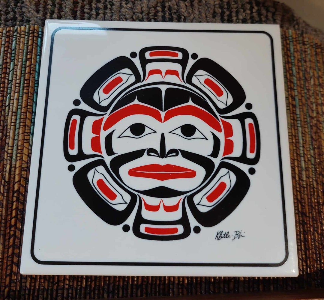 Vintage First Nations Bill Helin Killer SUN Design Black and Red Colour ...