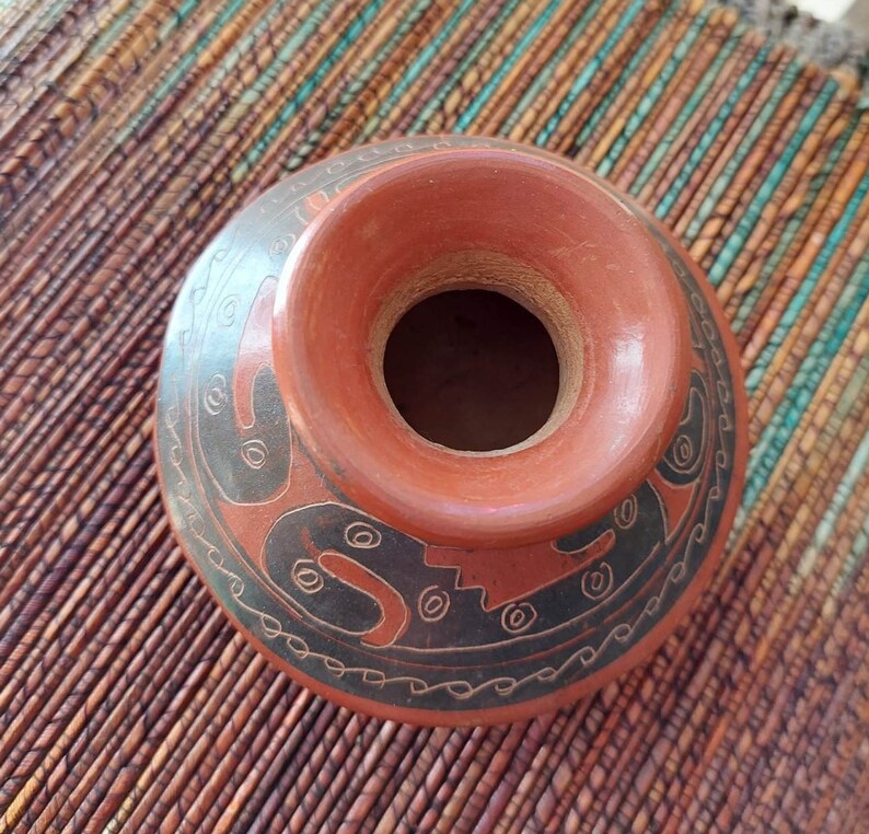 Costa Rica Hand Carved and Glazed Clay Pot - Etsy