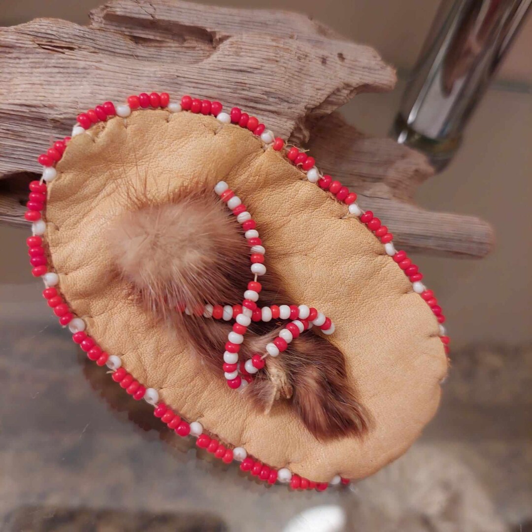 Vintage Yukon Hand Beaded First Nations Leather Brooch - Etsy