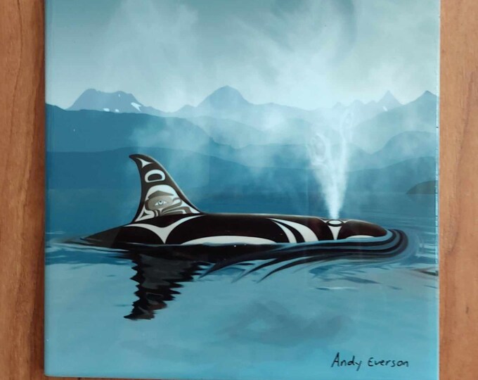First Nations Andy Everson Orca Whale Tile Trivet, New in Box - Etsy