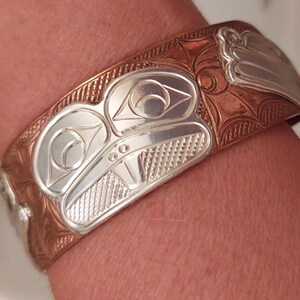 First Nations FROG CUFF Hand Carved Copper and Sterling Silver, Signed ...