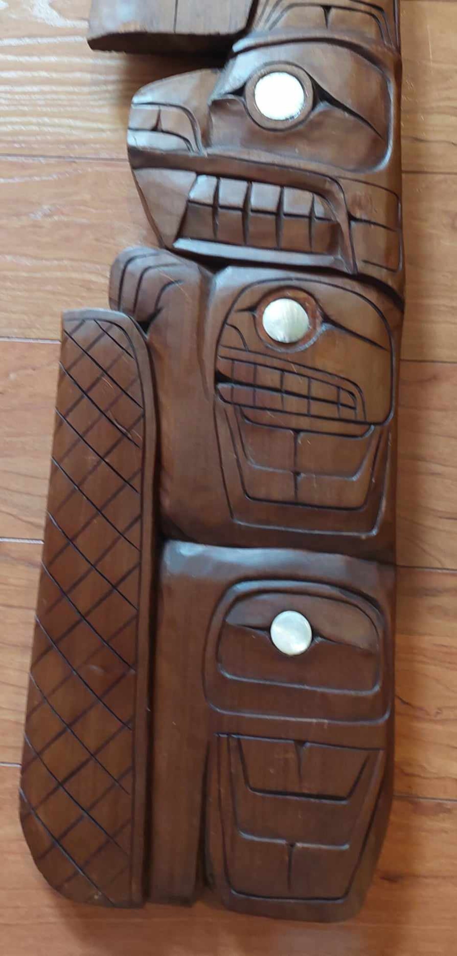 42 Inches First Nations Cedar LARGE Vintage Carving, Signed AT, British ...