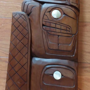 42 Inches First Nations Cedar LARGE Vintage Carving, Signed AT, British ...