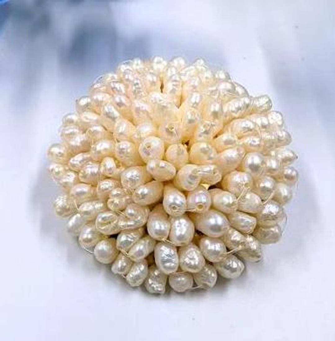 Vintage Natural White Rice Pearl Cluster Brooch - Etsy